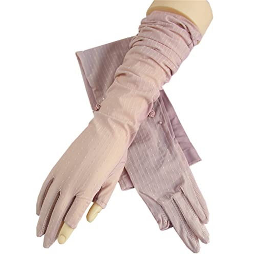 N/A Summer Driving Gloves Women's Thin Ice Silk Extended Leak Two-Finger Riding Arm Guard Sleeves (Color : A, Size : One Size)