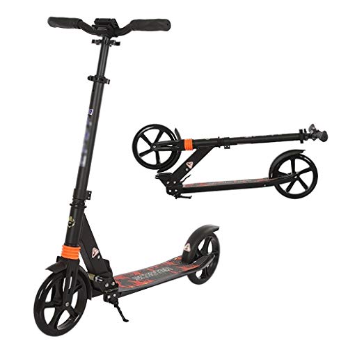Kick Scooter, Black Big Wheel Scooter, Youth Adult Scooter Foot Brake, Foldable Commuter Scooter, Load 150KG (Non-Electric)