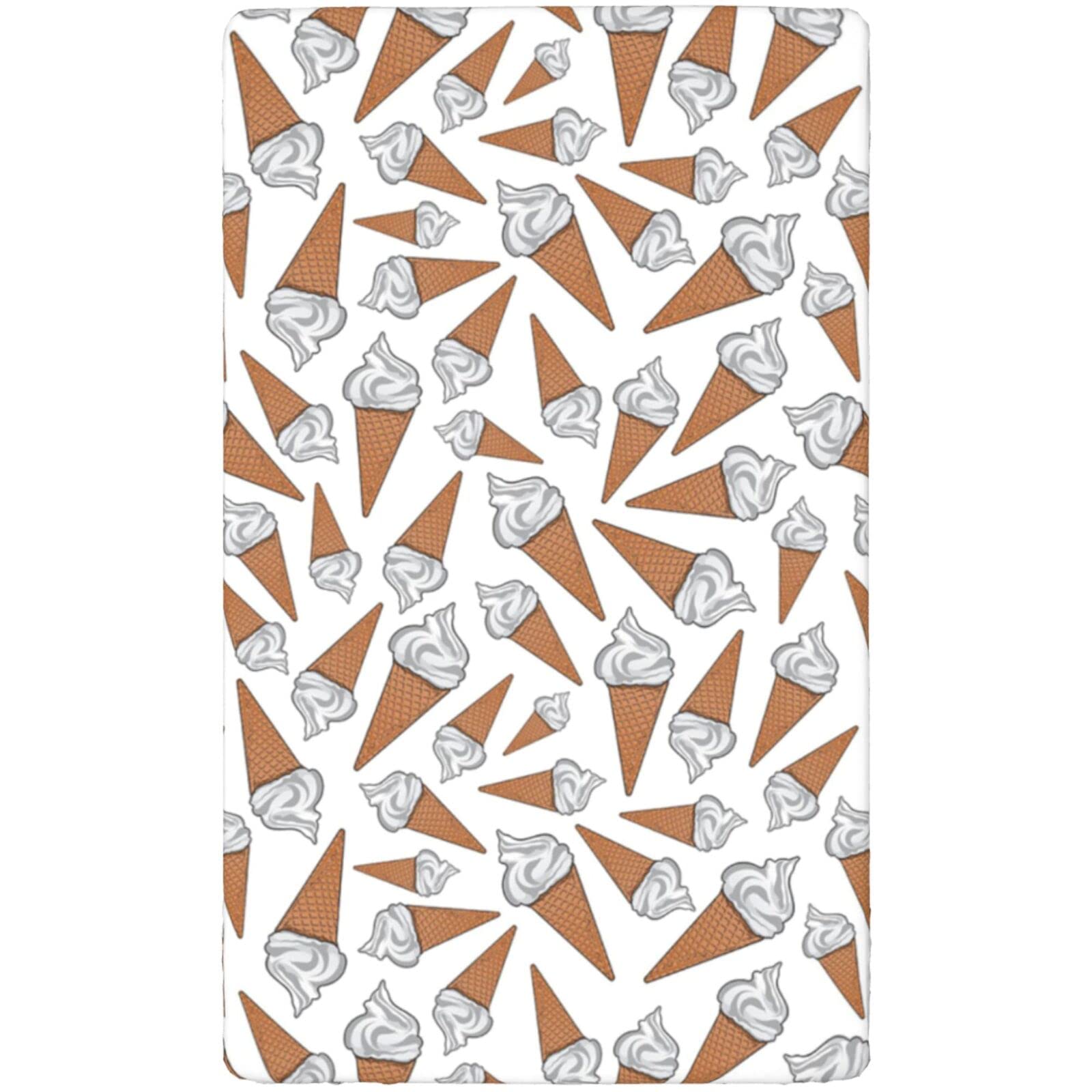 Sweets Themed Fitted Mini Crib Sheets,Portable Mini Crib Sheets Soft Toddler Mattress Sheet Fitted-Baby Crib Sheets for Girl or Boy,24β x38β,Pale Caramel Pearl