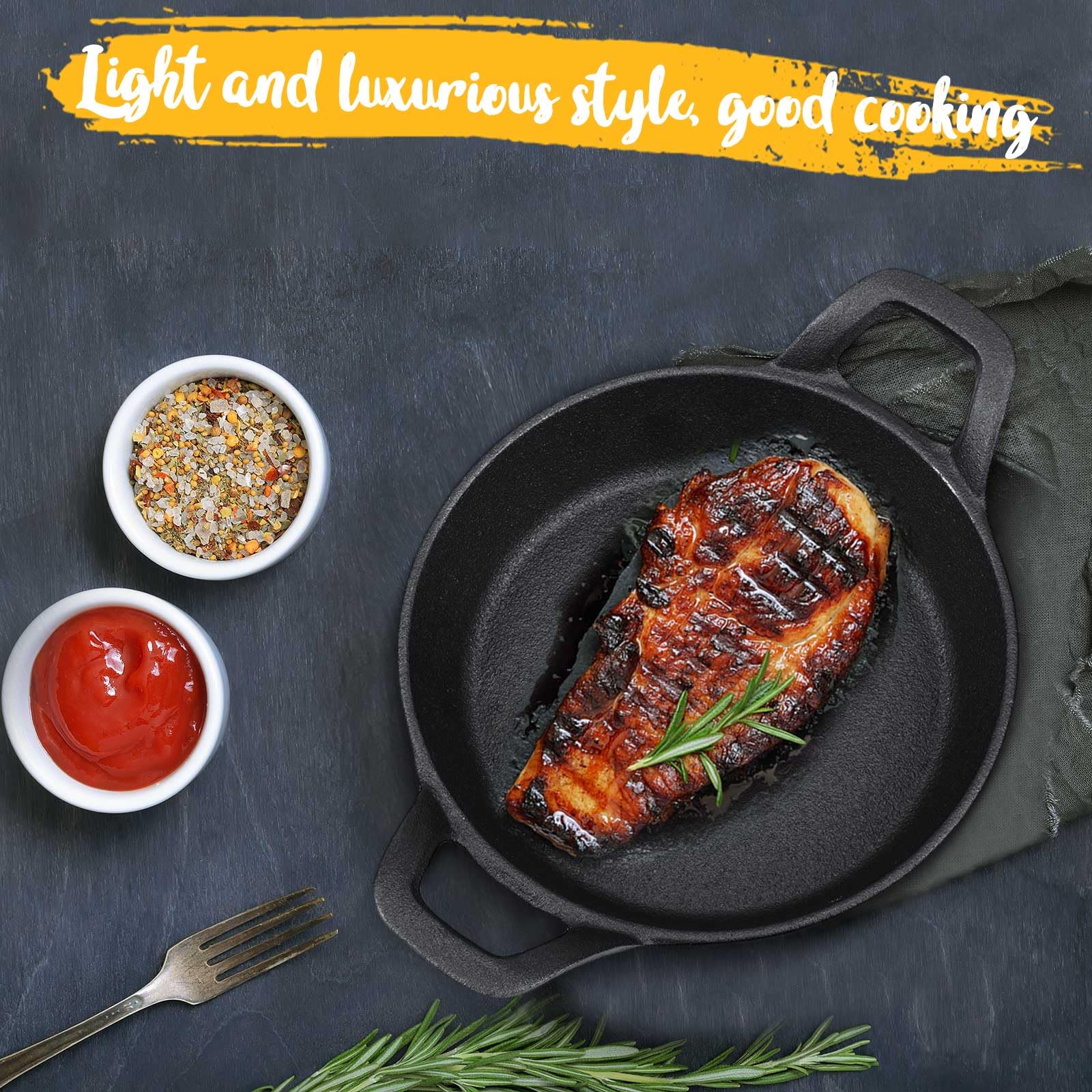 Ziliny 3 Size Mini Cast Iron Skillets with Handle Small Cast Iron Skillet Pan Set, 4", 5", 6.3", Black Iron Pans for Cooking, Frying, Saute, Pizza, for Oven, Stove, Grill Use