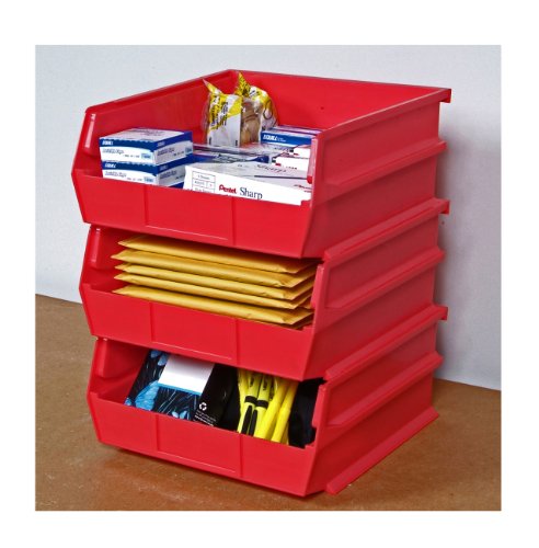 Triton Products 3-235R LocBin Stacking, Hanging, Interlocking Polypropylene Bins 10-7/8-Inch L by 11-Inch W by 5-Inch H Red 6 CT