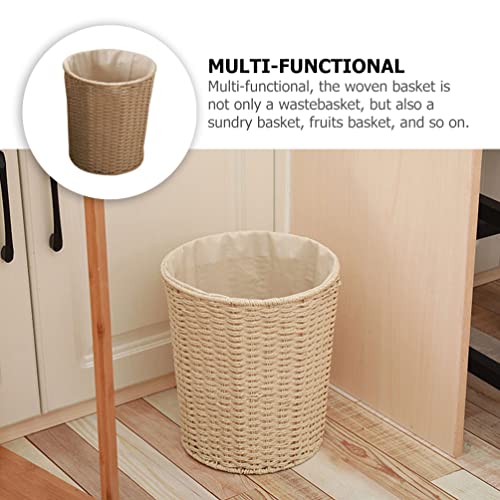 Zerodeko Woven Baskets Rattan Trash Can Wicker Waste Basket Woven Wastebasket Rustic Farmhouse Laundry Storage Basket Bin for Living Room Bedroom Bohemian Decor Beige Wicker Hamper