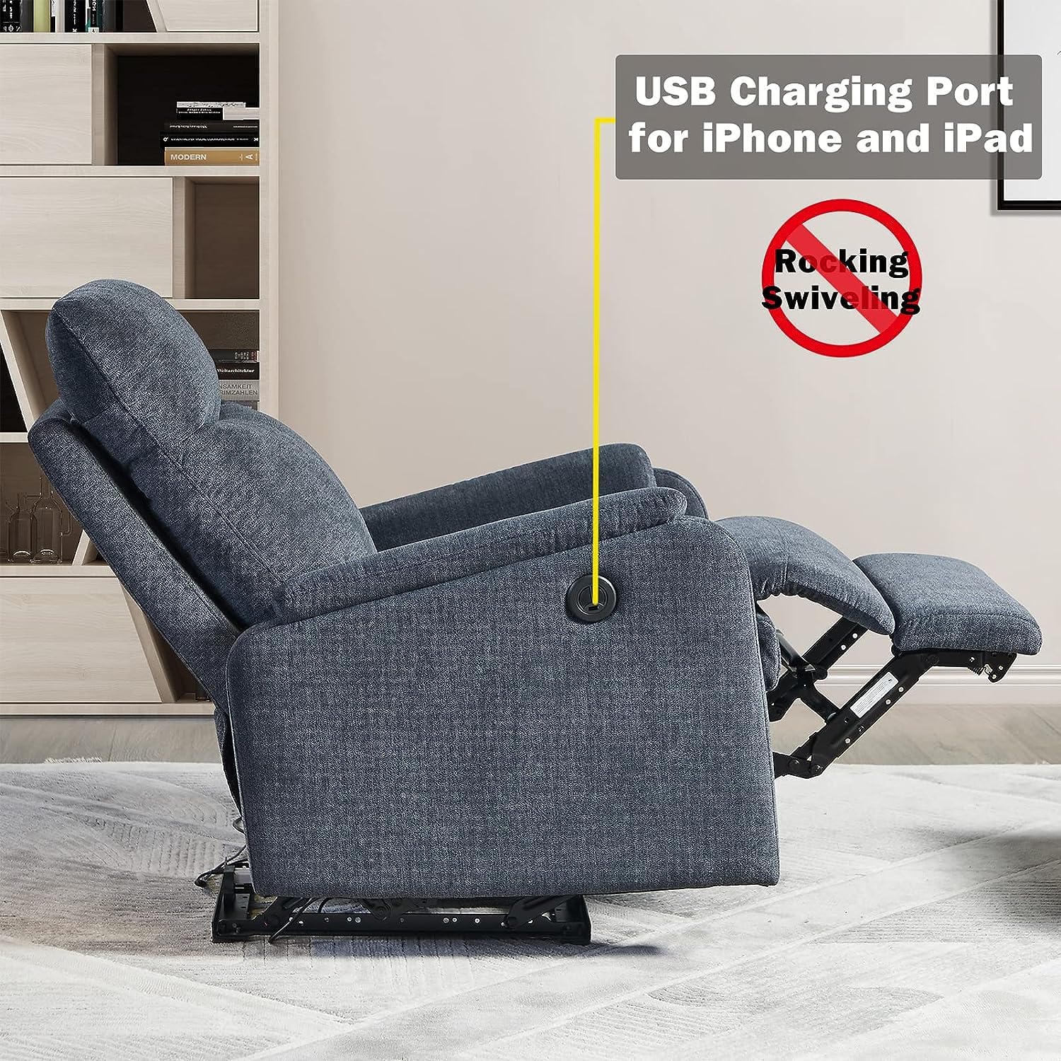 LAMXO Electric Power, Small Recliners on Clearance,Living Room Single Sofa, Home Theater Seating with USB Port,Ergonomic Lounge Chair,Dark Grey