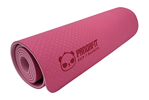 PandaFit Yoga Mat 6mm (1/4") Thick Non-Slip (Pink)