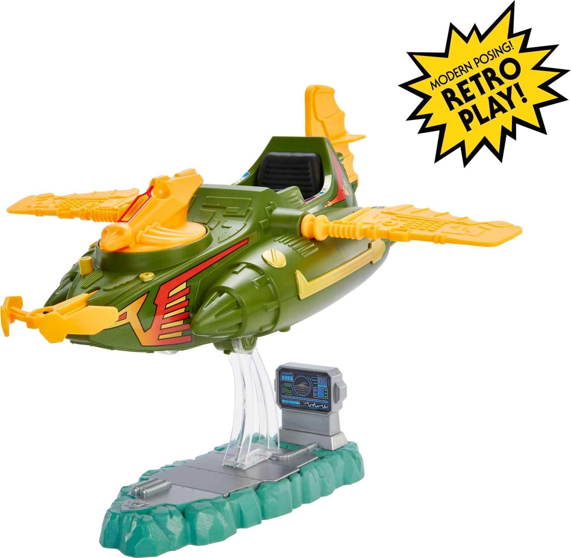 Masters of the Universe Origins Wind Raider Vehicle with Tow Hook, Retractable Cable & Display Stand for Motu Storytelling Play and Display, Gift for Kids Age 6 Years and Older