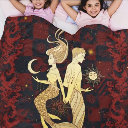 ZEWASIIL Constellation Pisces Throw Blanket 60"X50" Flannel Zodiac Sign for Couch Bed Sofa Travelling Camping for Kids Adults