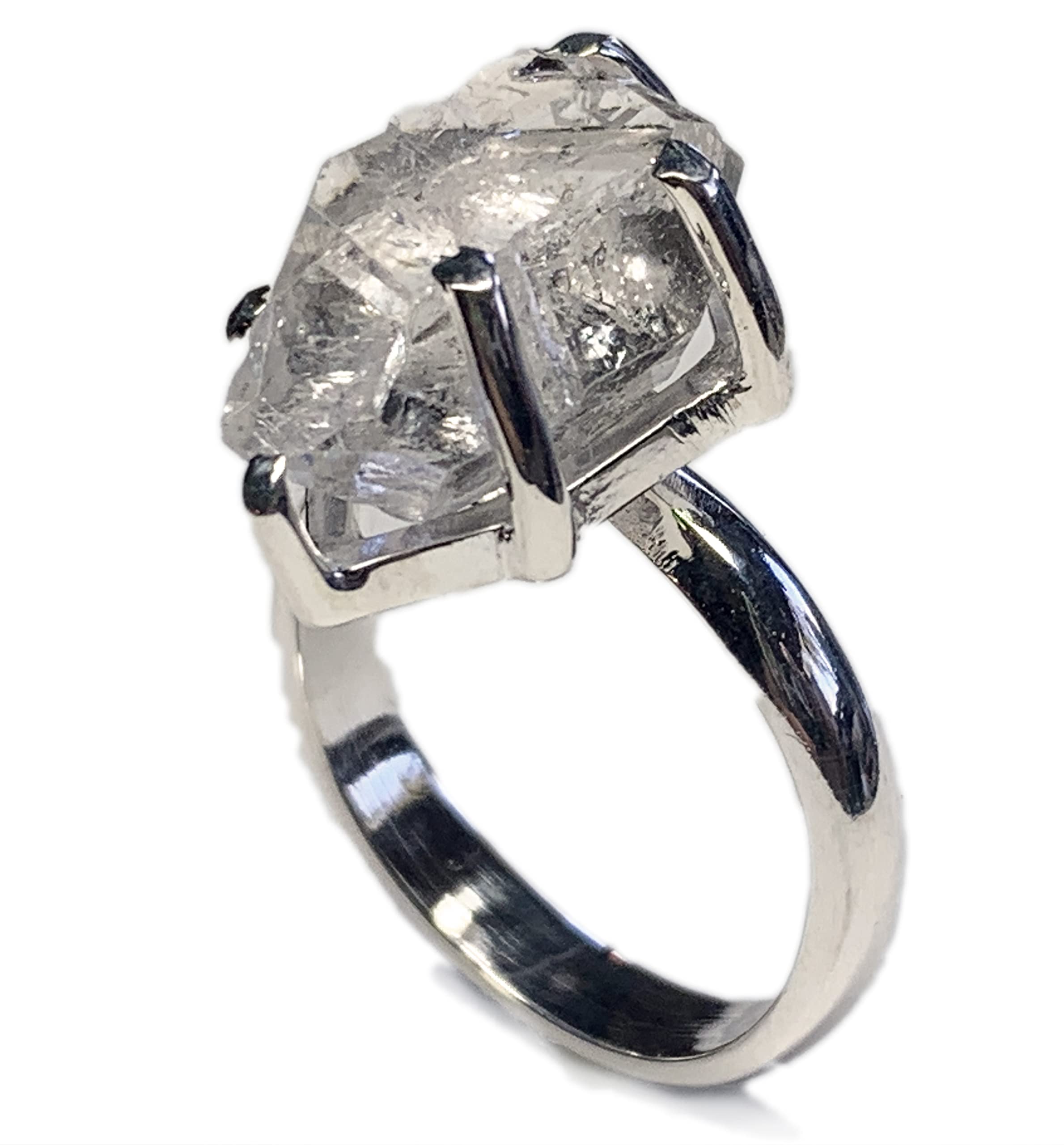 Rocks2Rings Raw Herkimer Diamond Quartz Ring Sterling Silver Jewelry April Birthstone Perfectly Adjustable High Energy Vibration Amplifying Transformation Dreams Third Eye Chakras (7)