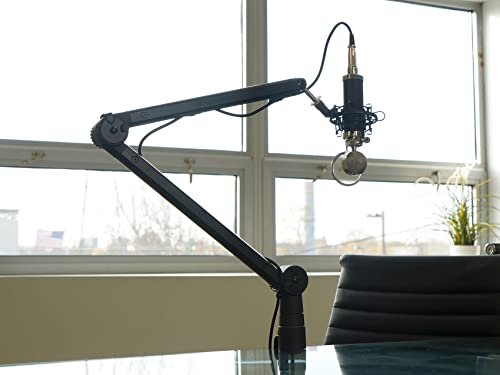 Rockville ROGAN STAND Pro Boom Arm Mic Stand with Fixed Mount+Desk Stand+Cable