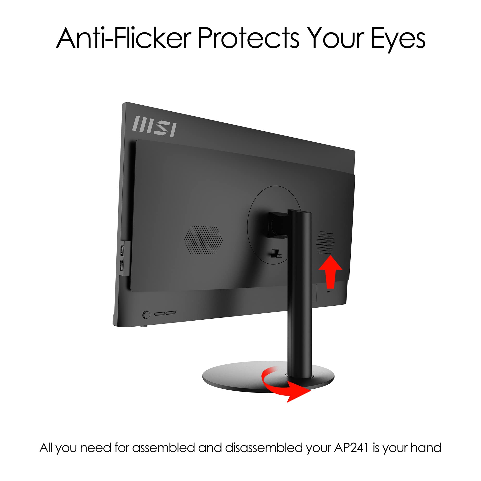 MSI PRO AP241 All-in-One Computer Desktop, 23.8" FHD IPS-Grade LED, Intel Core i3-10105, 8GB Memory, 500GB SSD, WiFi 6, BT 5.1, Black, Windows 10 Home (11M-059US)