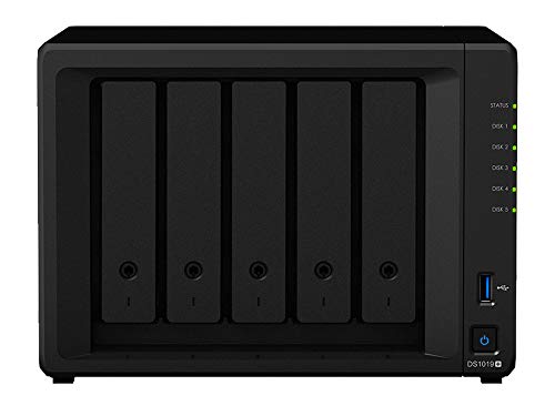 Synology DiskStation DS1019+ iSCSI NAS Server with Intel Celeron Up to 2.3GHz CPU, 8GB Memory, 20TB HDD Storage, DSM Operating System