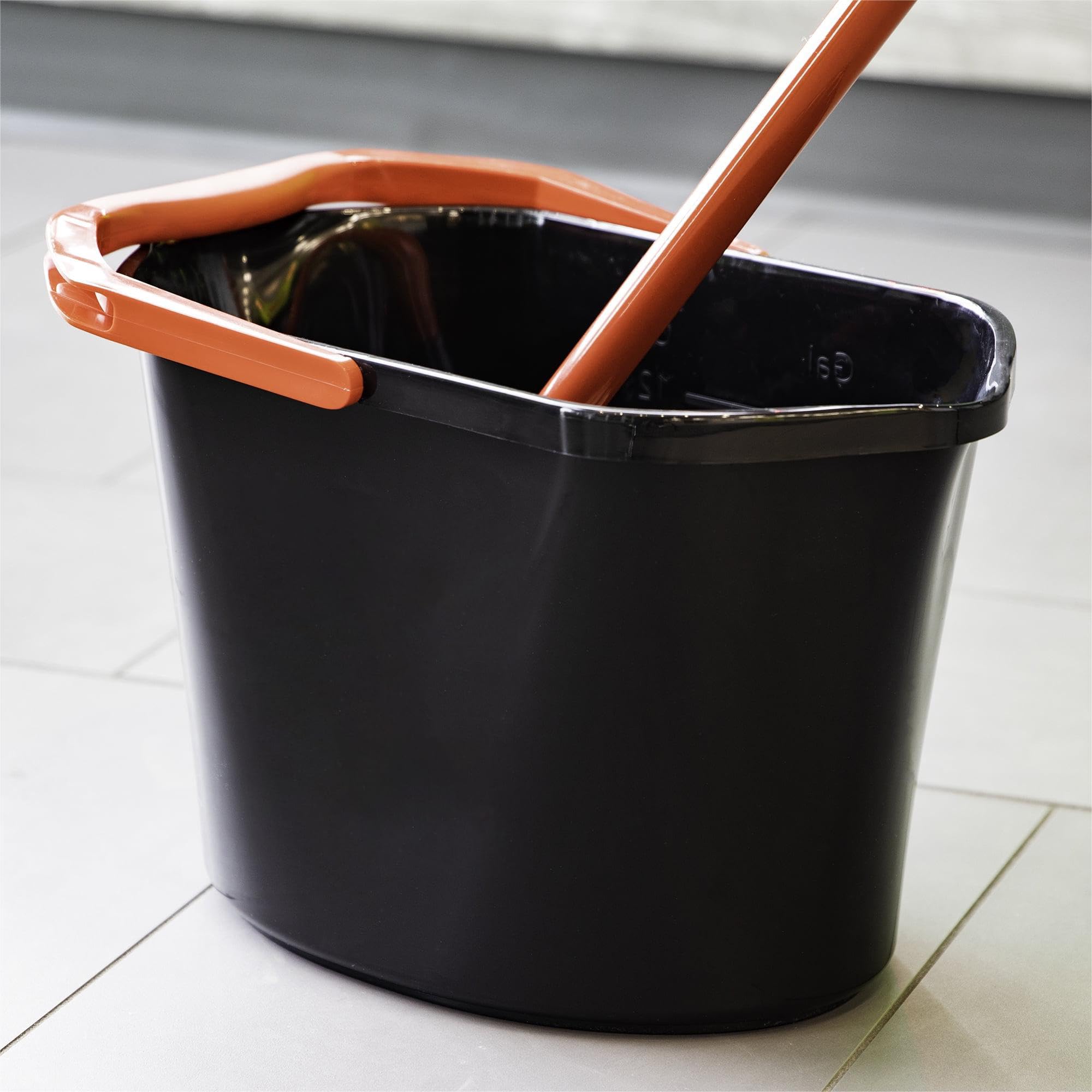 VVloop 3.5 Gallon Oval Polypropylene Utility Bucket, 15.8" Height, Black,Buckets, Commercial mop Buckets, Paint Buckets