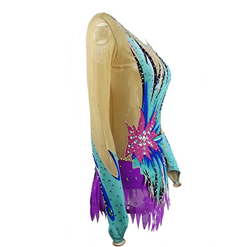 LIUHUO Rhythmic Leotards Dress Purple Girls Children Gymnastic Wear Belly Competition Performance Ballet Leotards