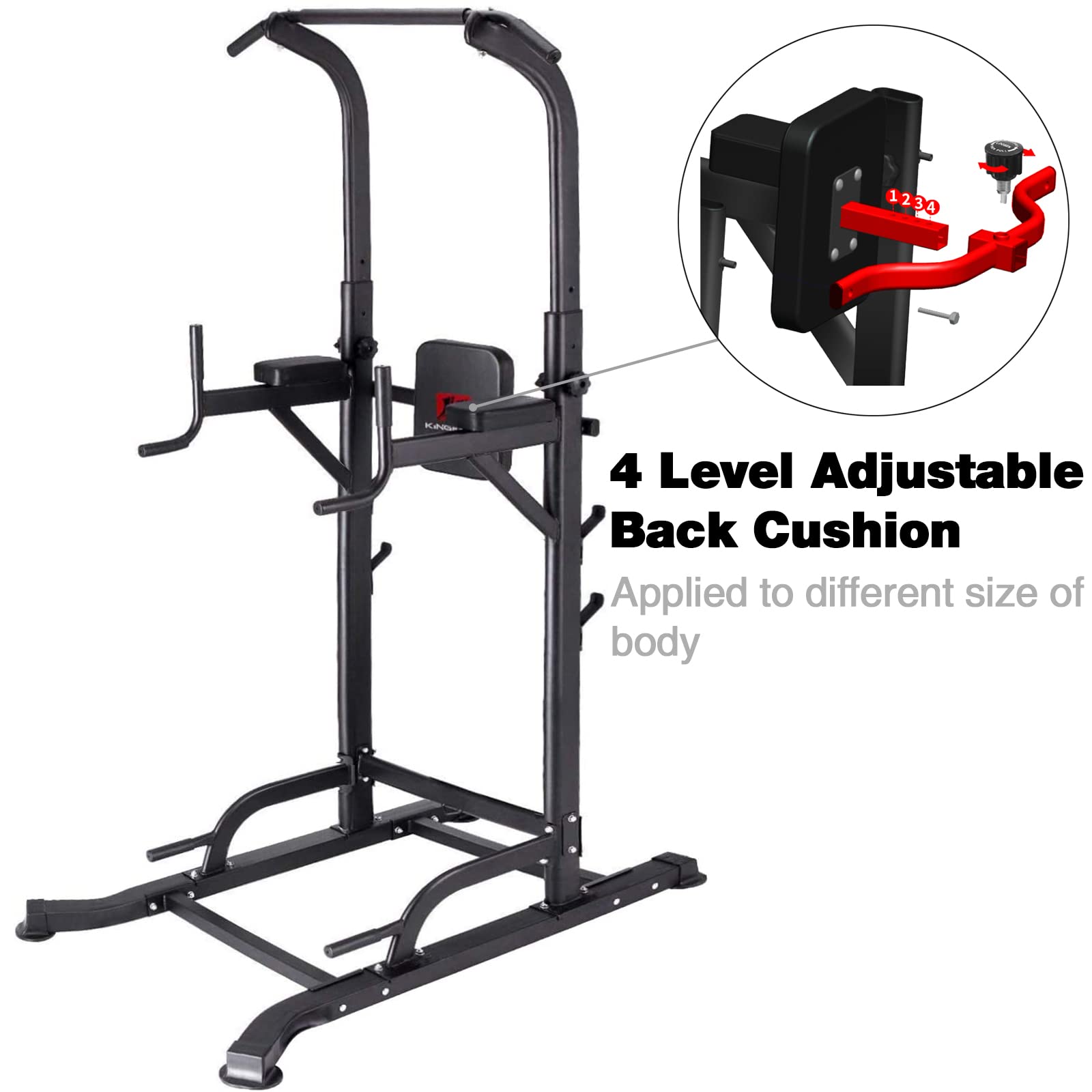 K KiNGKANG Power Tower with Cushion Adjustable Height Multi-Function Home Strength Training Fitness Workout Station, T056