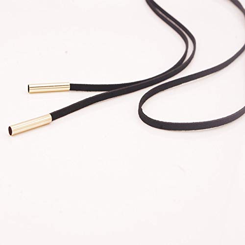 Kercisbeauty Summer Boho Black Velvet Long Rope Choker Necklace with Silver Gold Pendant for Women Party (Pattern 1)
