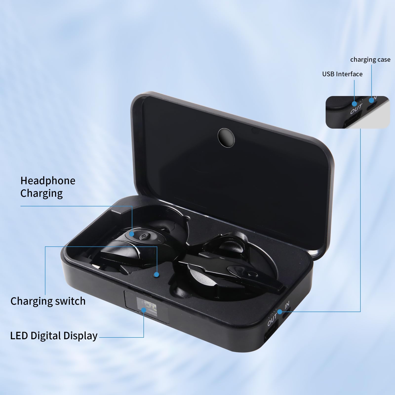 ZABBOW Bluetooth Earpiece,Scorpion Bluetooth Headset with Noise Cancelling Microphone,Handfree V5.0 Earphone for Sport Office Driving,Supports for iOS Android Cell Phone (with Charging Case)