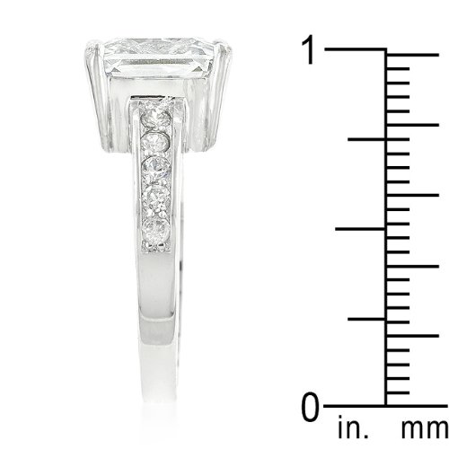 Kate Bissett Raised Pave Engagement Ring Featuring a 10mm Princess Cut Center Stone & 2mm Side Stones Size 10