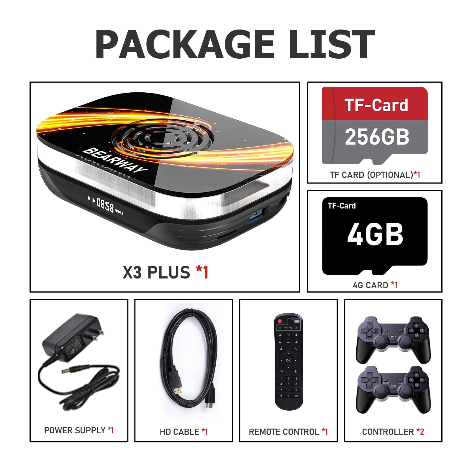 Super Console X3 Plus Retro Game Consoles 114,000+ Games Video Game Console Plug Play Video Games for TV EmuELEC 4.5/Android 9.0/CoreE 3 Systems,8K UHD Output, 2 Controllers(256G)