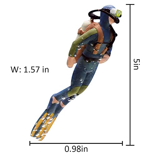 WAYUTO Fish Tank Diver Floating Ornament - Aquarium Decoration Scuba Diver Figurines Mini Swimmers Figurines for Home Decor Fish Tank Landscape Ornament Blue