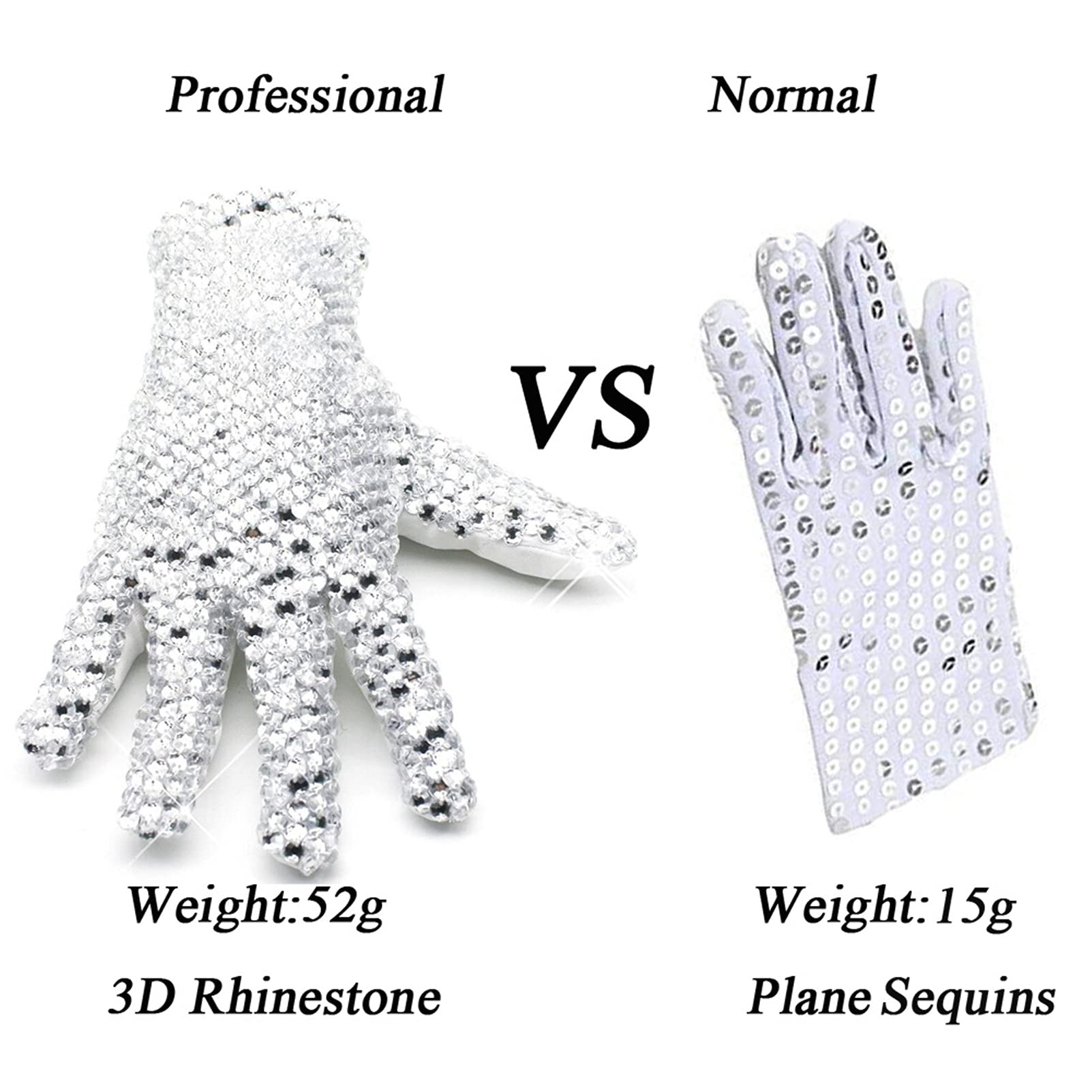 MJ Michael Shiny Glove Ultimate Collection Diamond Gloves 3D Sparkling Crystal Billie Jean Handmade Glove (Left hand)