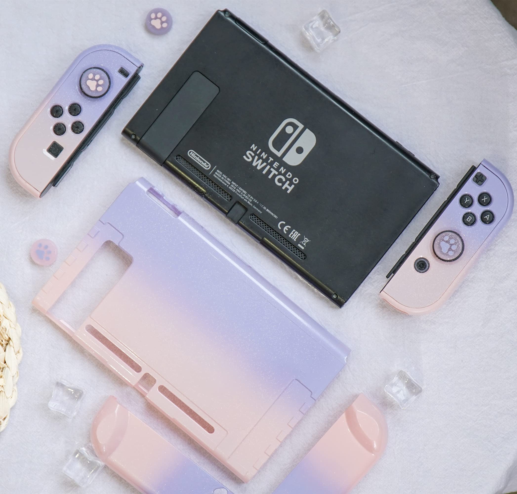 LASTYAL Glitter Gradient Case for Nintendo Switch (Pink and Purple)