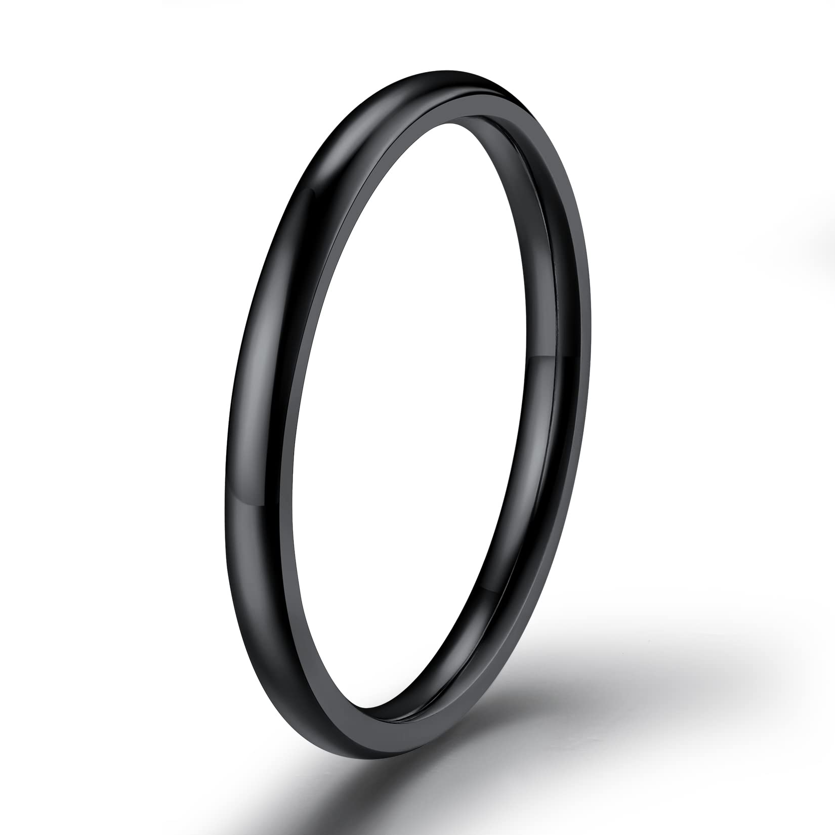 Mid Finger Rings for Women Size 9 Black Stainless Steel Middle Finger Ring