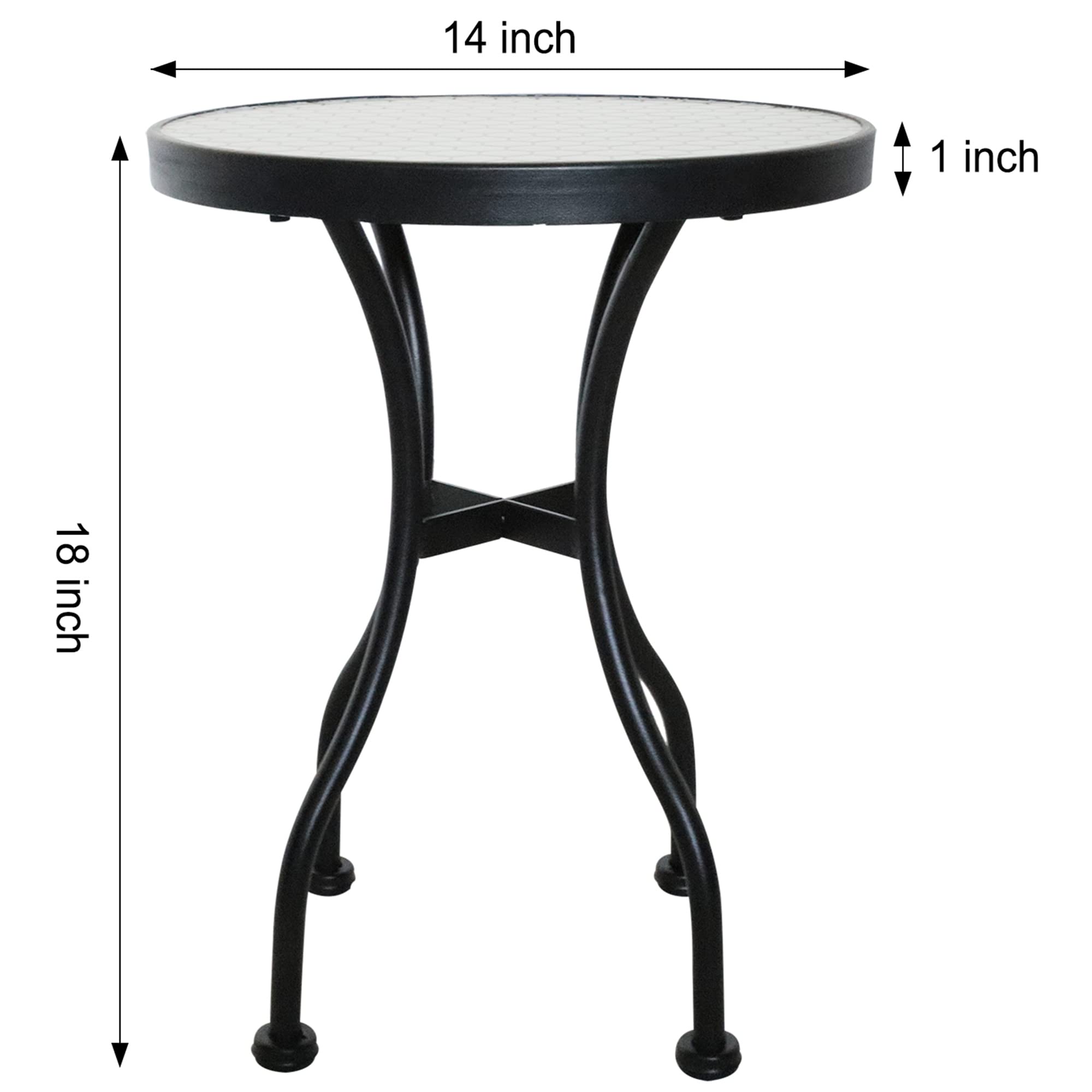 KGOPK Mosaic Table, Patio Bistro Table, Accent plant Table, Coffee Table, Garden Backyard side Table, Plant Stand for Outdoor & Indoor, Heavy Duty, 14”(Dia) x 16”(H), White