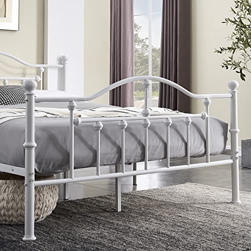 VECELO Full Size Metal Platform Bed Frame with Headboard and Footboard, Heavy Duty Steel Slat Support/No Box Spring Needed Mattress Foundation/Underbed Storage Space/Easy Assembly, Victorian Style