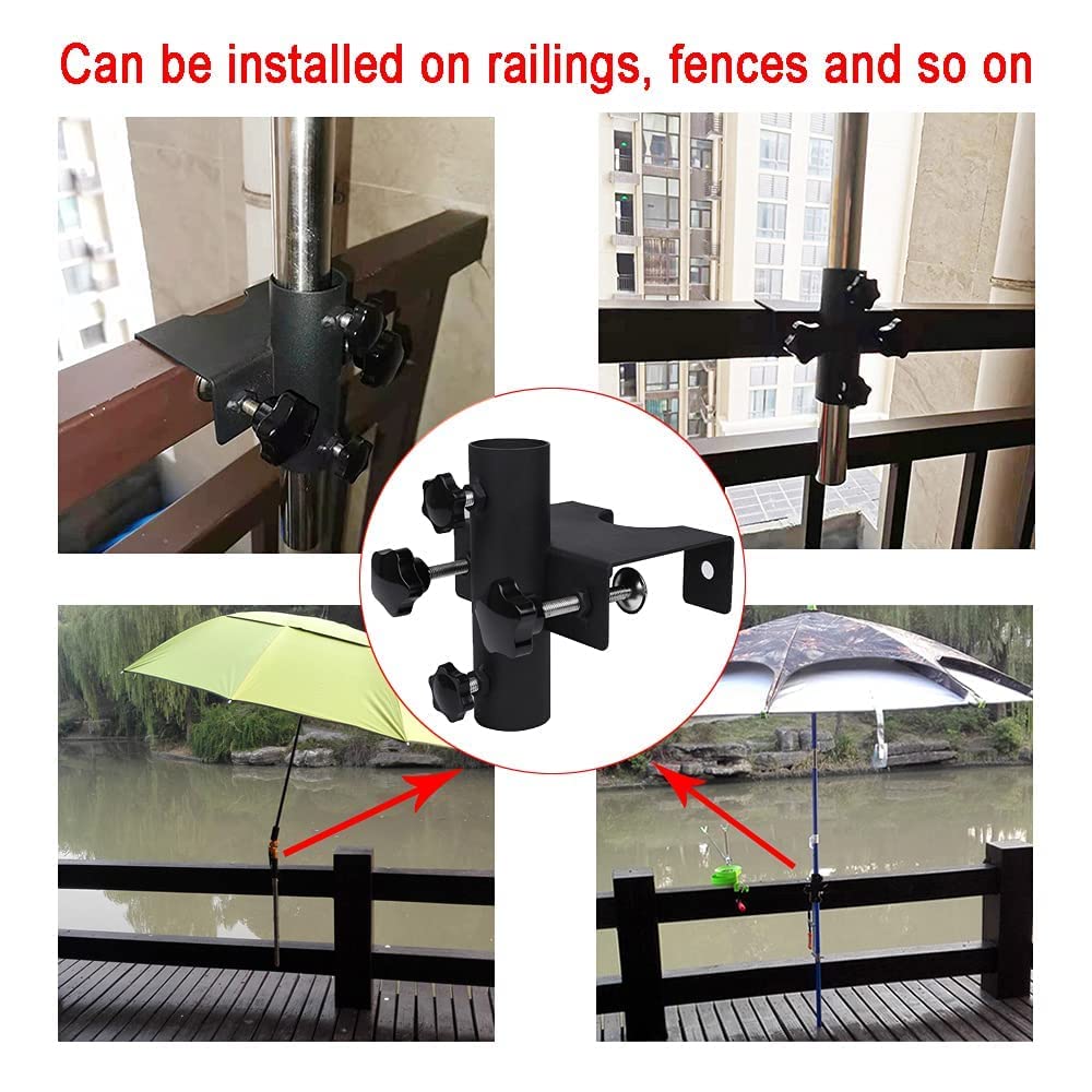 VANROUG Heavy Duty Parasol Holder Patio Umbrella Stand Mount Umbrella Stand Bench Buddy Umbrella Holder Fixed Clip Umbrella Clamp for Deck,Chair,Desk,Dock,Beach Courtyard Balcony,Boats,Tailgates