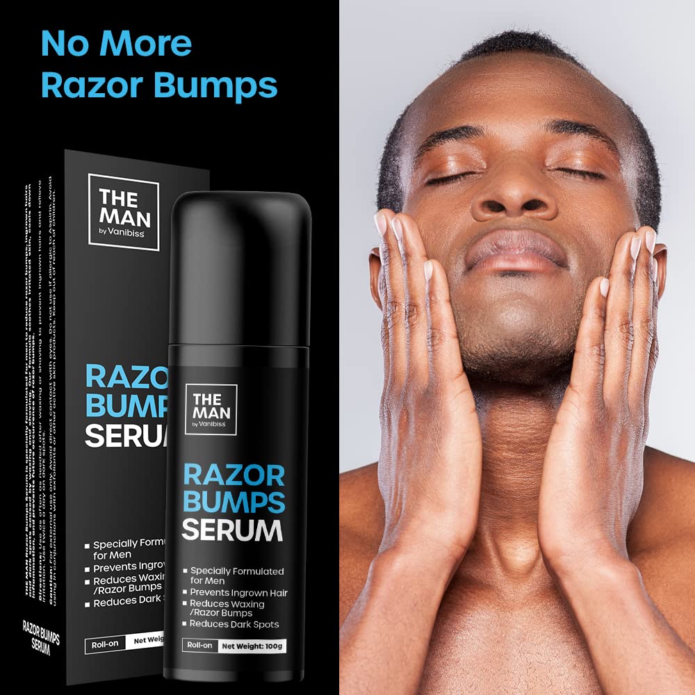 The Man Razor Bumps Serum - Ingrown Hair Treatment for Men - Razor Bump Solution for Face & Body - After Shave & Razor Burn Treatment Roll-On (3.5fl.oz)