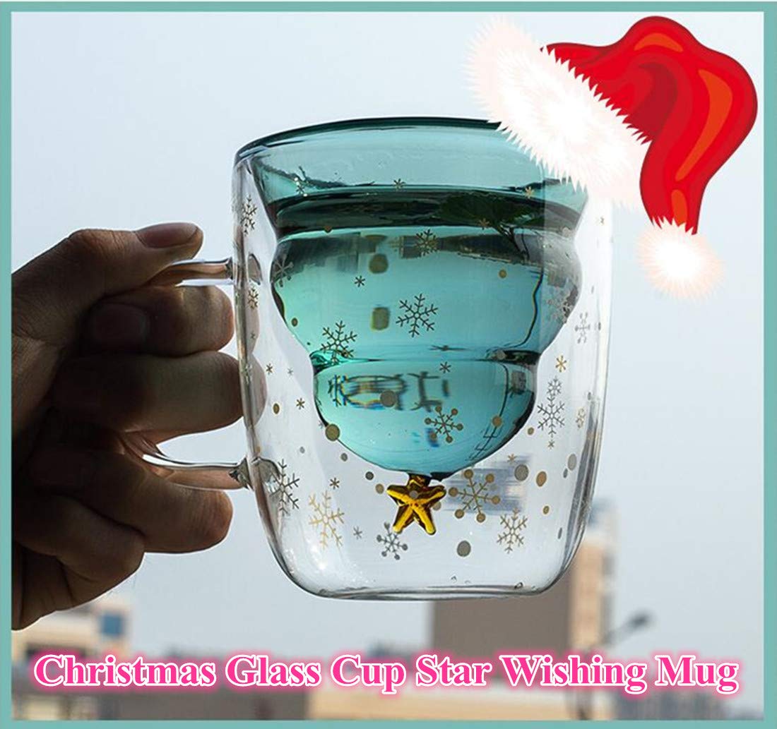 MUCHENGGIFT Cute Mug Christmas Tree Coffee Mugs, Tea Milk Cup Double Wall Insulated Glasses Espresso Cup, Best Christmas Gifts for Women,Men,Kid, Office