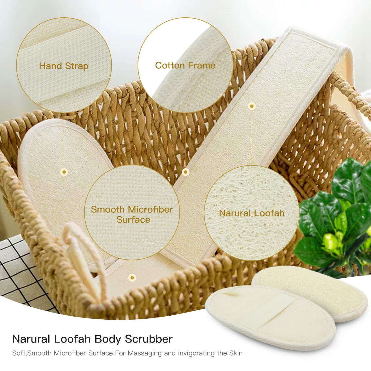 Loofah Exfoliating Back Washer, Back Scrubber for Shower with Exfoliating Loofah Pad for Men and Women, Loofah Sponges Deep Clean Deep Clean Relax Your Body (31.5 inch Length 4 inch Width)