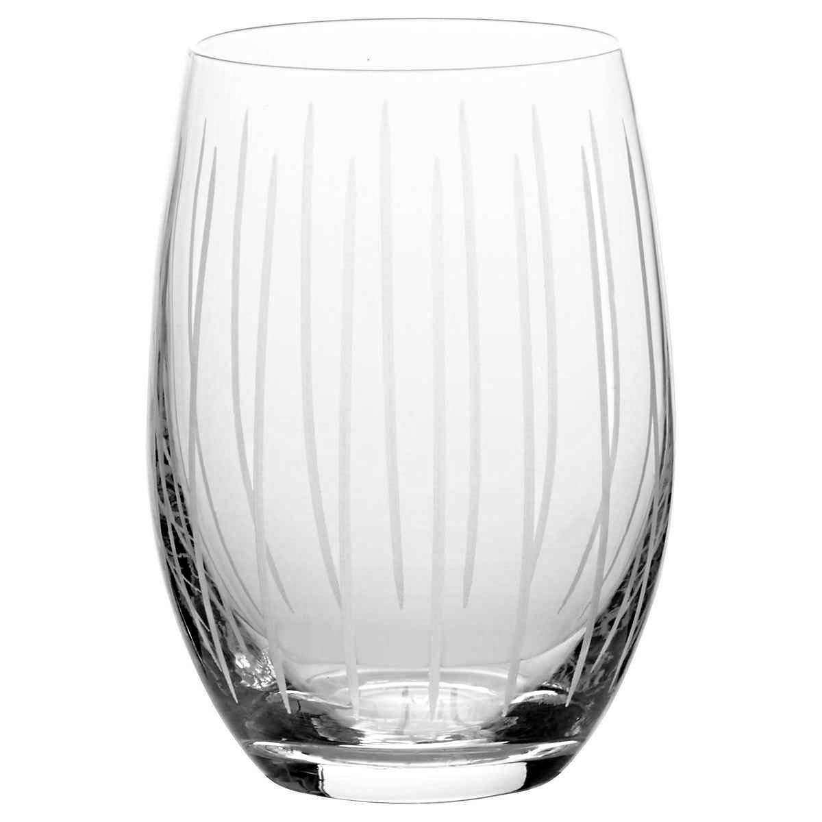 Mikasa Cheers Stemless Etched Wine Glasses, Fine European Lead-Free Crystal, 17-Ounces for Red or White Wine - Set of 6