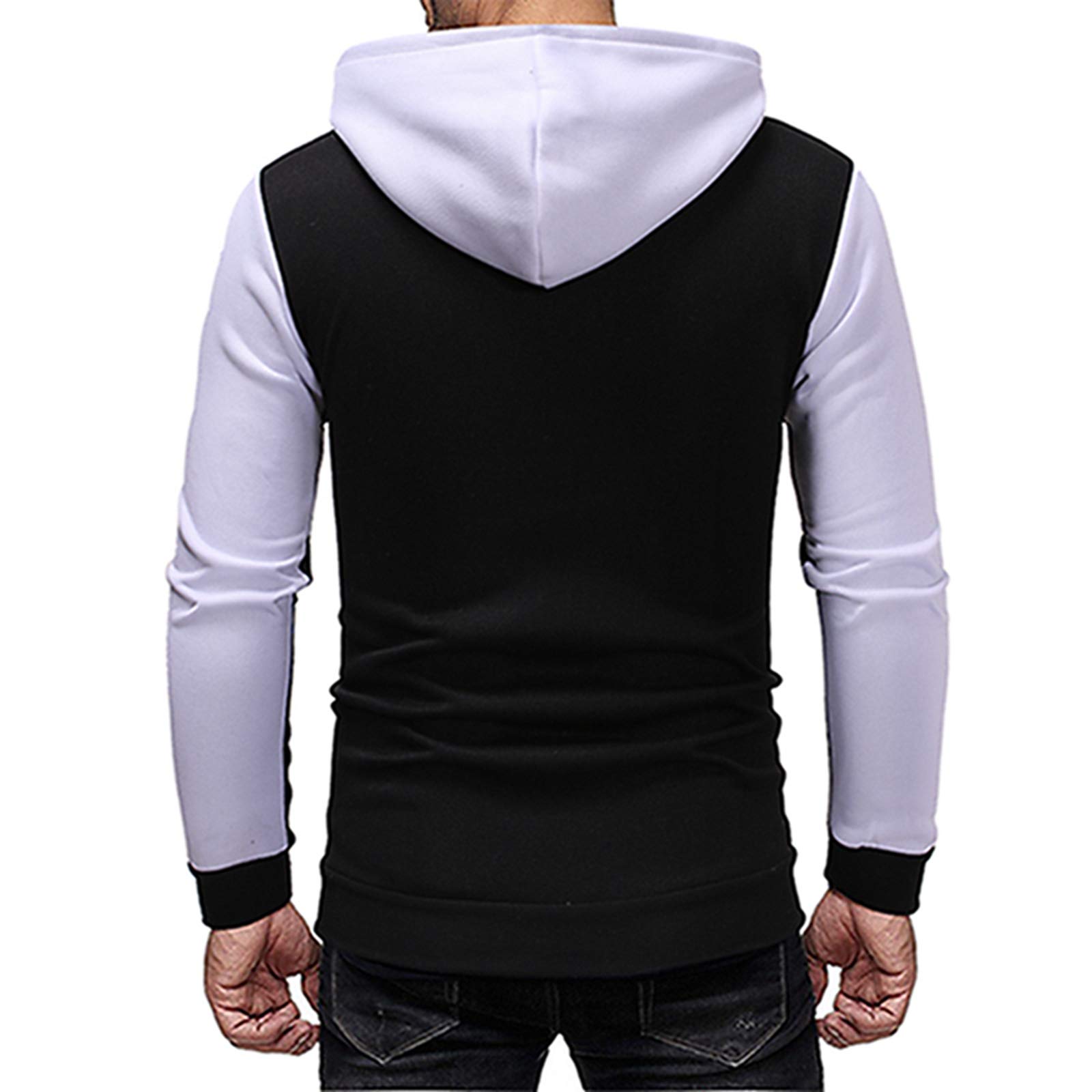 Mens Sweatsuits 2 Piece Hoodie Tracksuit Sets CasualColor Block Jogging Suits for Men (2-White Black, L)