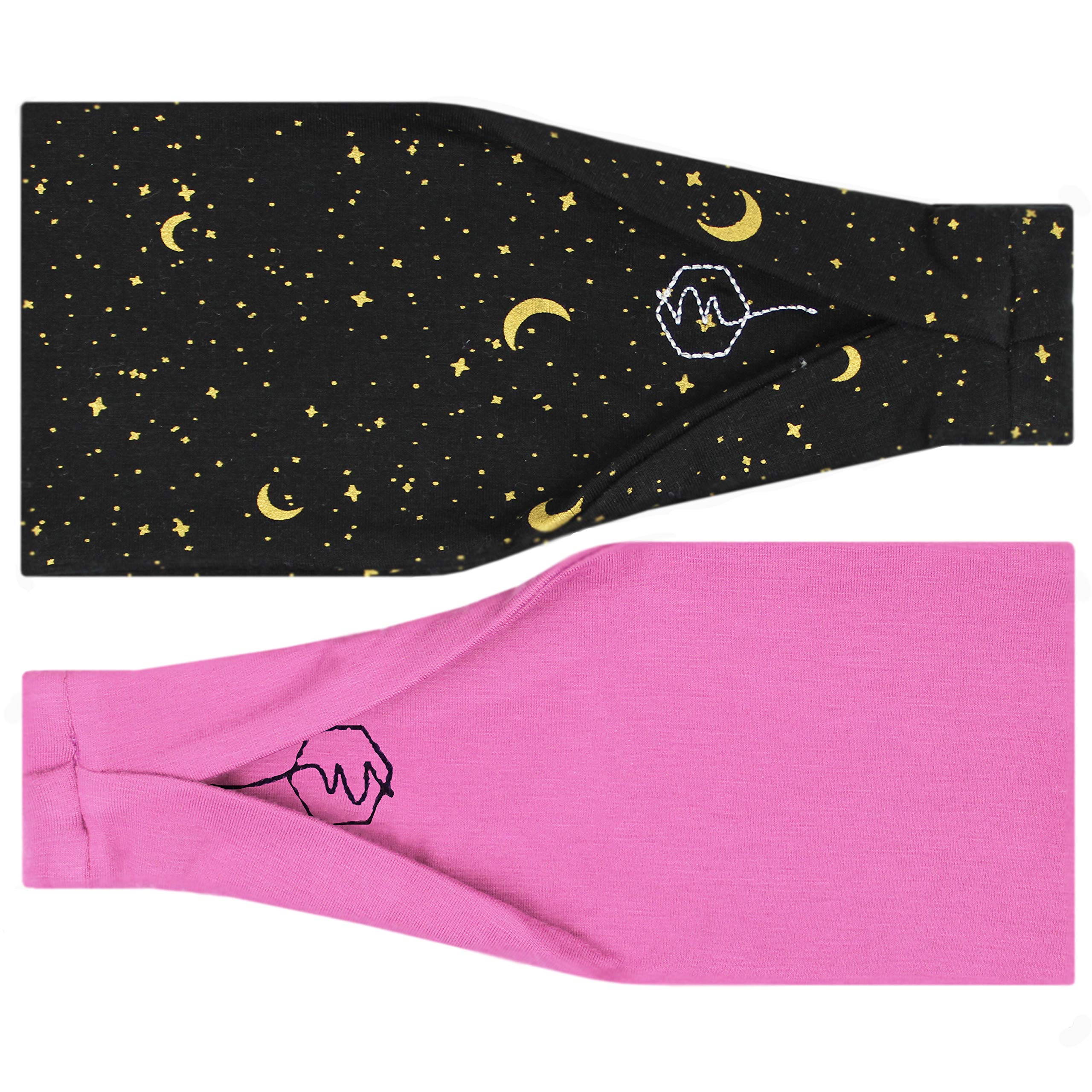 Maven Thread Lunar 2 Pack, Women's Workout Headbands, Wide Headbands for Women, 4" Thick Non Slip Sweatbands for Exercise, Gym hairband Athletic Workouts and Yoga, Black