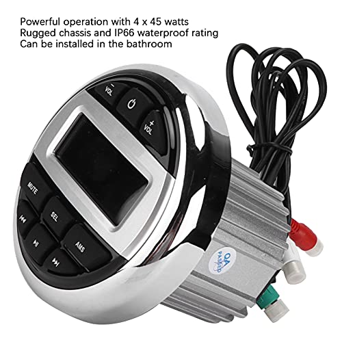 Marine Bluetooth Speakers, 80W Portable Media Function Waterproof Amplified Speaker System Marine Stereo Bluetooth Boat Am/Fm Radio with Remote Control, RCA Aux Audio Input for Car Yacht ATV Utv