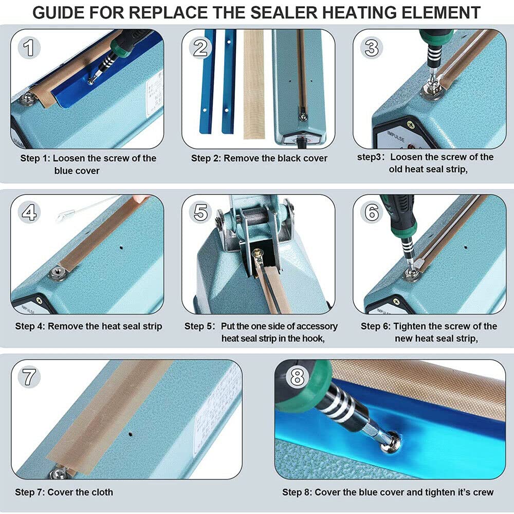 SQXBK 10Sets Impulse Sealer Heating Element Service Spare Repair Parts Kit Sealer Replacement Element Grip Impulse Sealer Repair Kits Heat Seal Strips Replacement Elements For Most Hand Sealers