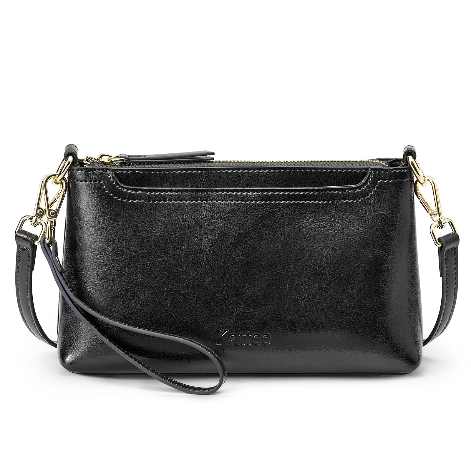Kattee Leather Crossbody Bags for Women Trendy, Small Shoulder Purses and Handbags, Wristlet Clutch Wallet with 2 Straps