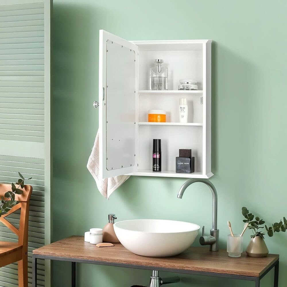Wall-Mounted Bathroom Cabinet - Modern Storage Organizer with Mirrored Door for Laundry and Kitchen