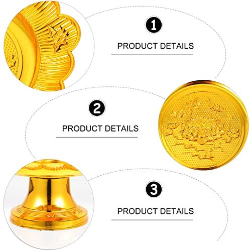 Veemoon 2Pcs Common Temple Offerings Bowl Multi- Food Trays Versatile Plates Plate Dessert Snack Dish for Buddha Altar Supplies Rituals Smudging Decor (Golden)