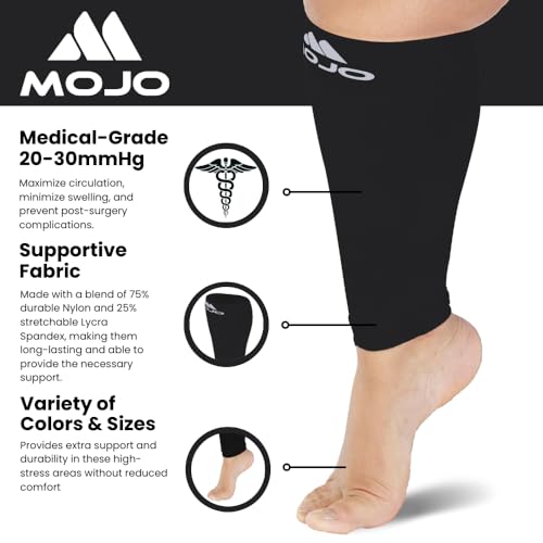 Mojo - Compression Socks Footless for Women and Men 20-30mmHg - Unisex Medical Graduated Compression Calf Sleeve for Travel, Nurses, Flights - Gray, 7X-Large - A604