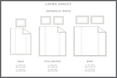 Laura Ashley Home - Queen Comforter Set, Reversible Cotton Bedding with Matching Shams, Stylish Home Decor for All Seasons (Annabella White, Queen)