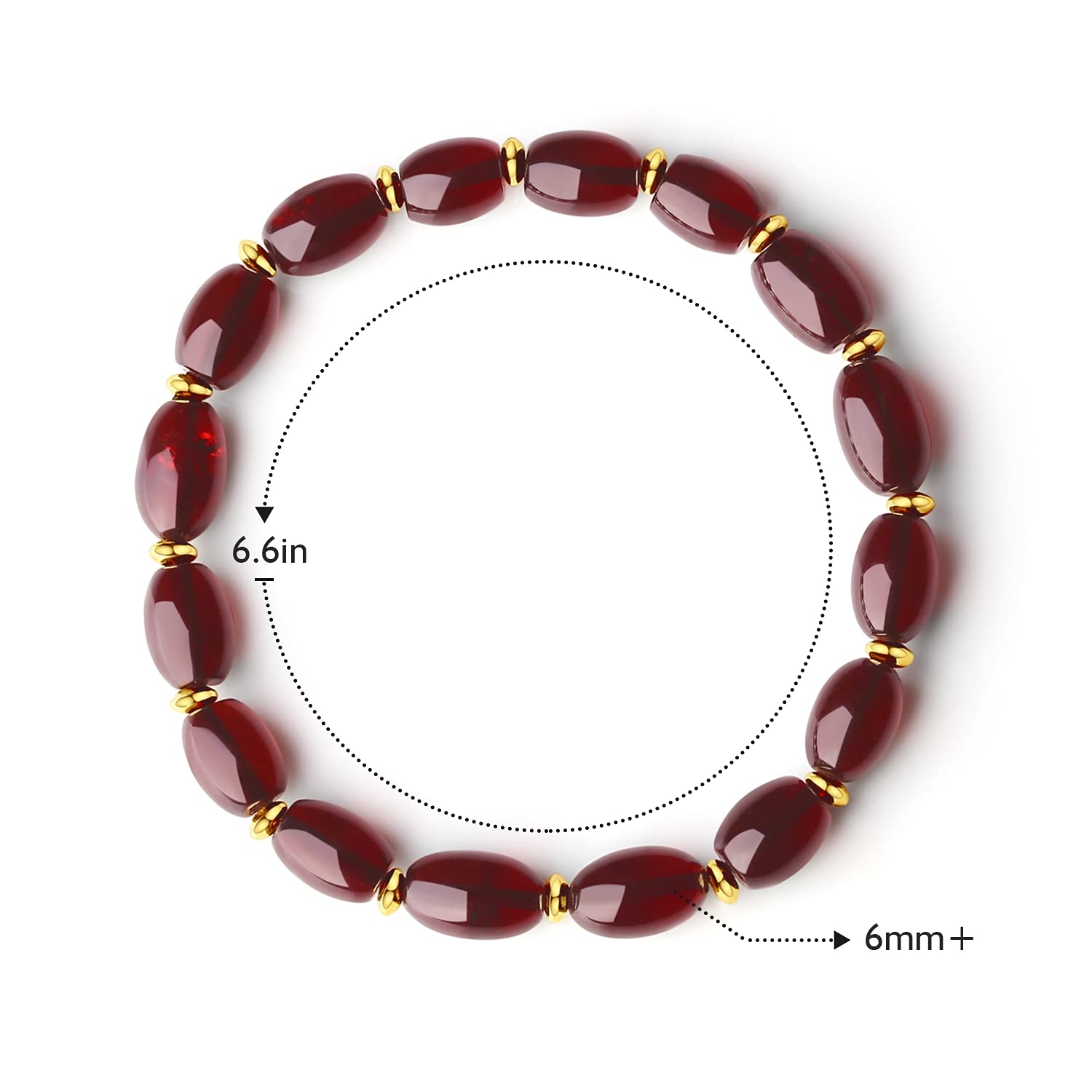 Natural Baltic Amber Bracelet,Cutting amber rough stone to make 6mm+ beads,6.6 inches,Deep Red amber Bracelet Unisex