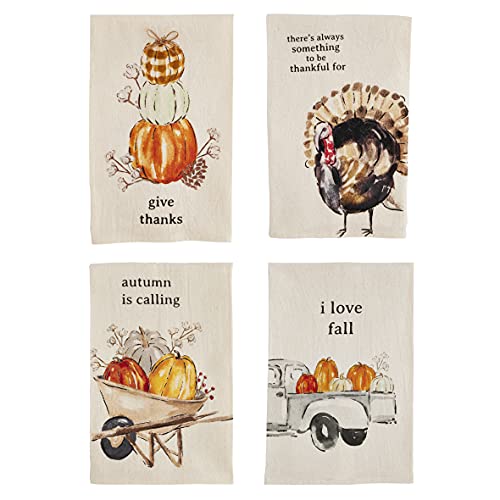 Mud Pie Fall Watercolor Flour Sack Towel, Love Fall, 26" x 16.5"