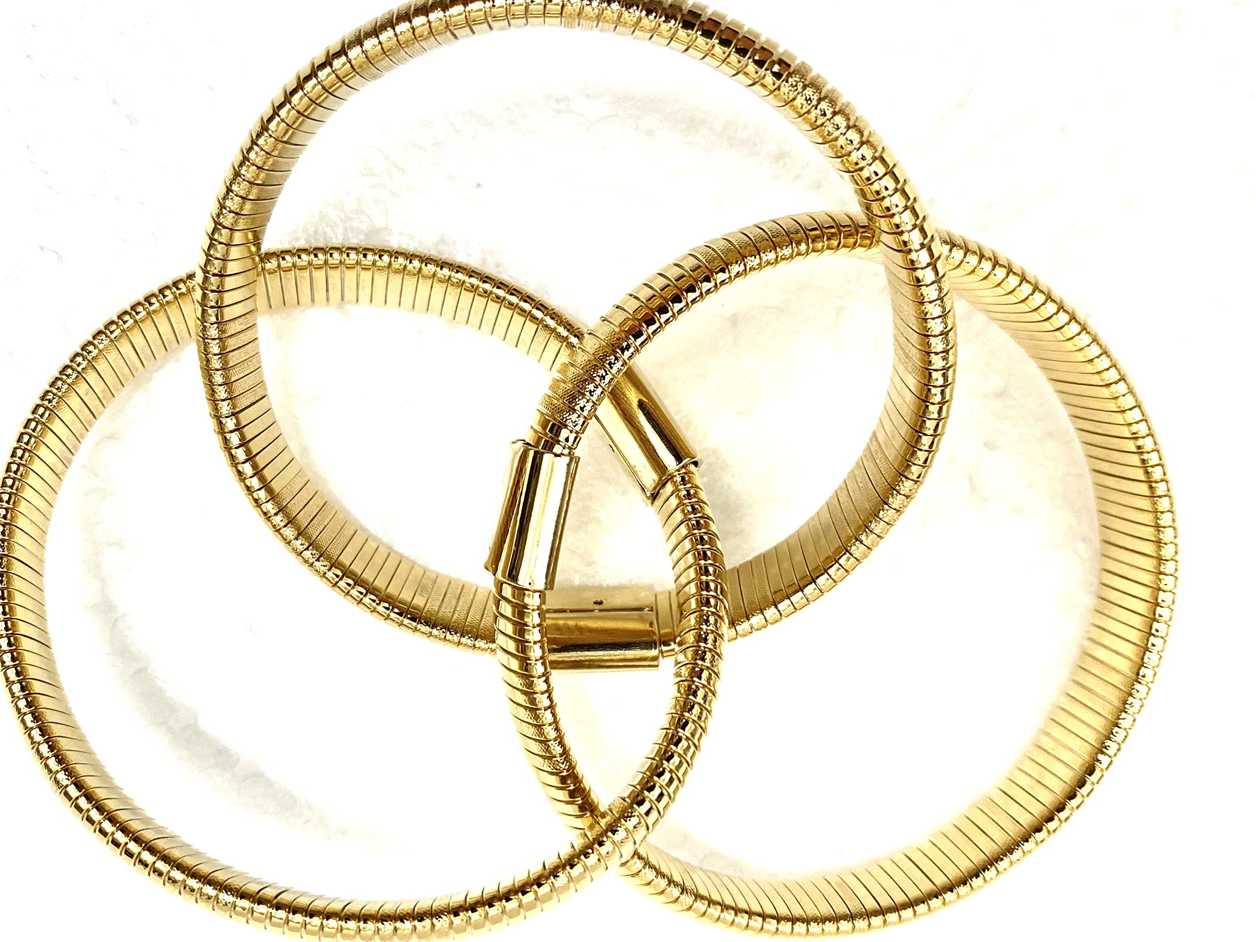 Marshal Metal Fashion Bracelet Omega Stretch Triple Cobra Bracelet (10mm x3) (Gold)