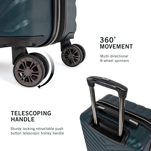Kenneth Cole REACTION Madison Square Lightweight Hardside Chevron Expandable Spinner Luggage, Emerald, 2-Piece Set (20" & 28")