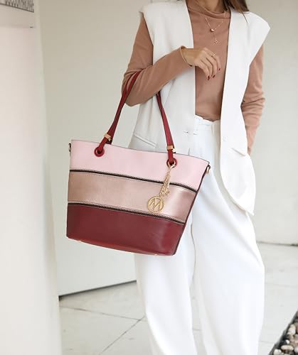 MKF Collection Tote Satchel Handbag for Women, Wristlet Wallet Set β PU Leather Bag β Top Handle Shoulder Purse