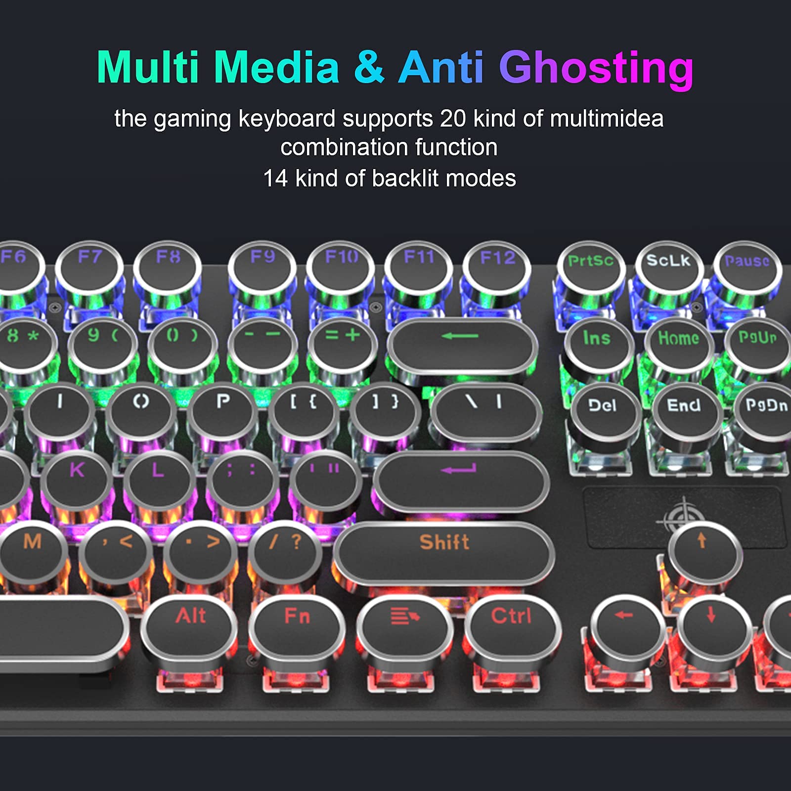 Mechanical Gaming Keyboard, Geeklin Rainbow LED Backlit Gaming Keyboard,USB Wired Mechanical Keyboard with Blue Switches for Desktop, Computer, PC(108 Keys, US Layout)