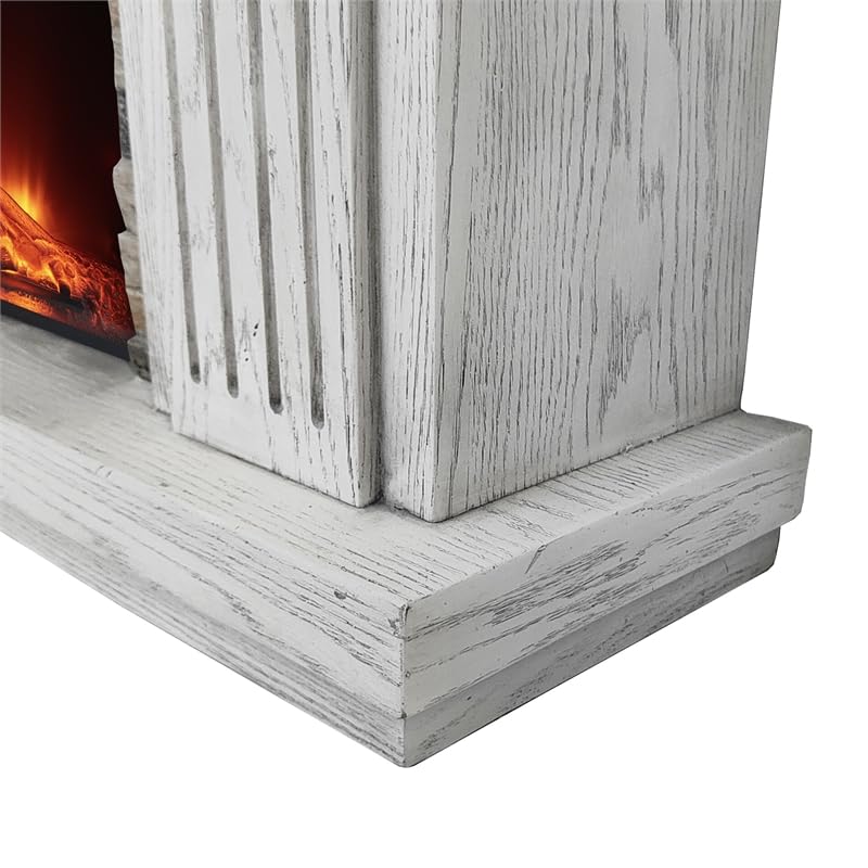 LIVILAND 48" Magnesium Oxide Freestanding Electric Fireplace - Antique White