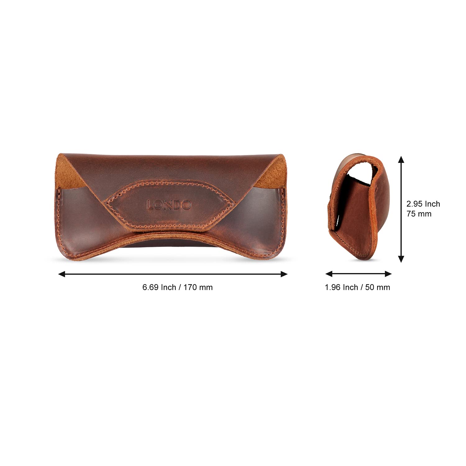 Londo Genuine Leather Eyeglasses & Sunglasses Case with Magnetic Snap Closure