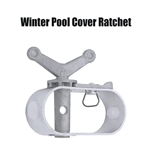 Swimming Pool Cover Winch for Above Ground Swimming Winter Ratchet Rust-Proof Aluminum Replacements Safety Cover, Pool Winch Tightener for Round Rectangular Pool Winter Cover(2pcs)